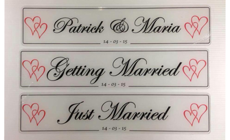 Just Married Hearts - Wedding Number Plate