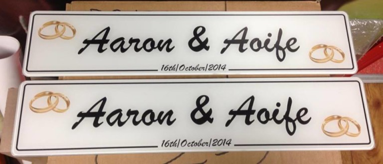Just Married Rings - Wedding Number Plate - Big Day Signs