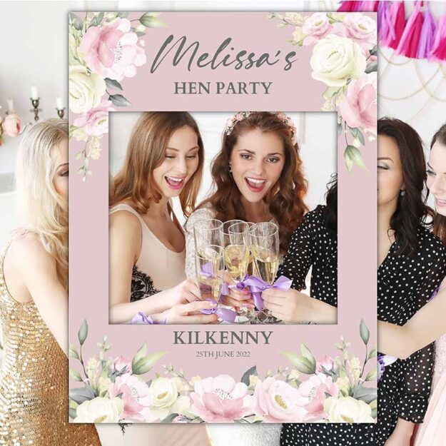 Pink Floral Hen Party Frame - The perfect hen party photo prop
