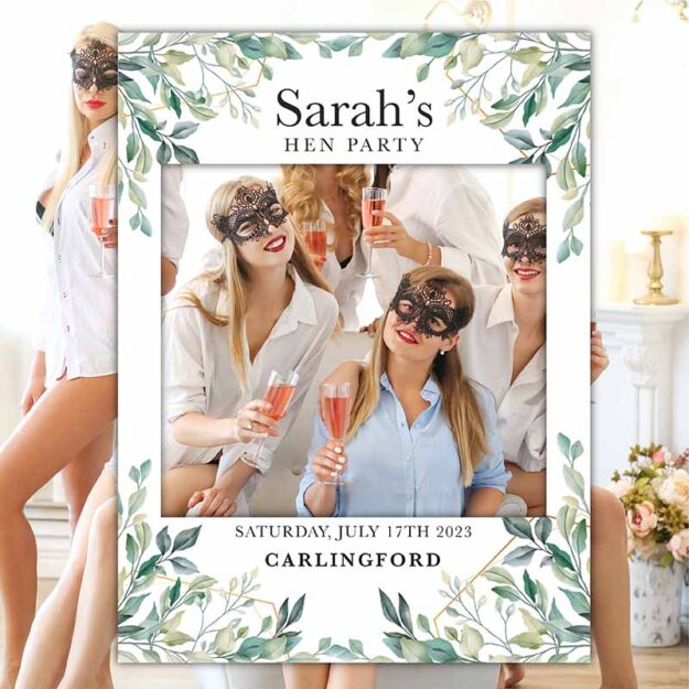 Green Floral Hen Party Frame - The perfect hen party photo prop