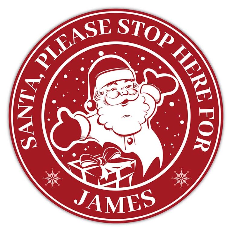 Santa Stop Here Red Door Sign
